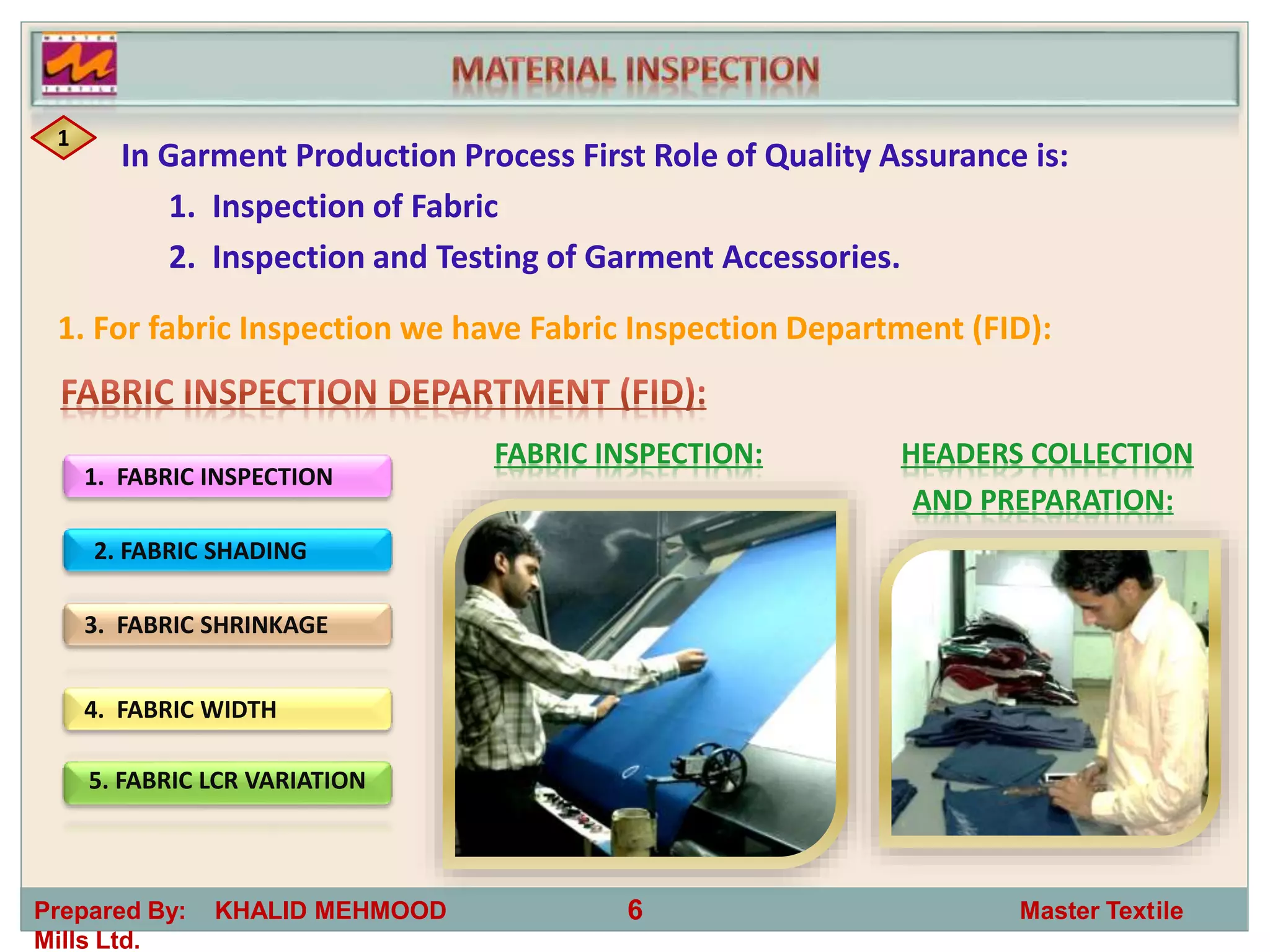 Garments production process & quality assurance | PPTX