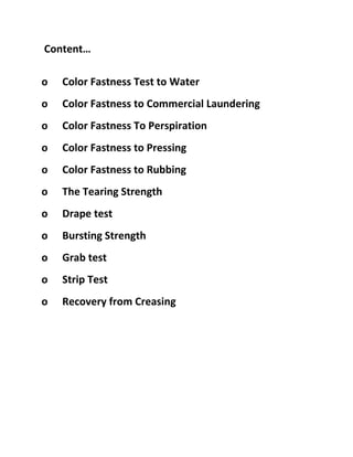 Garment testing book | PDF