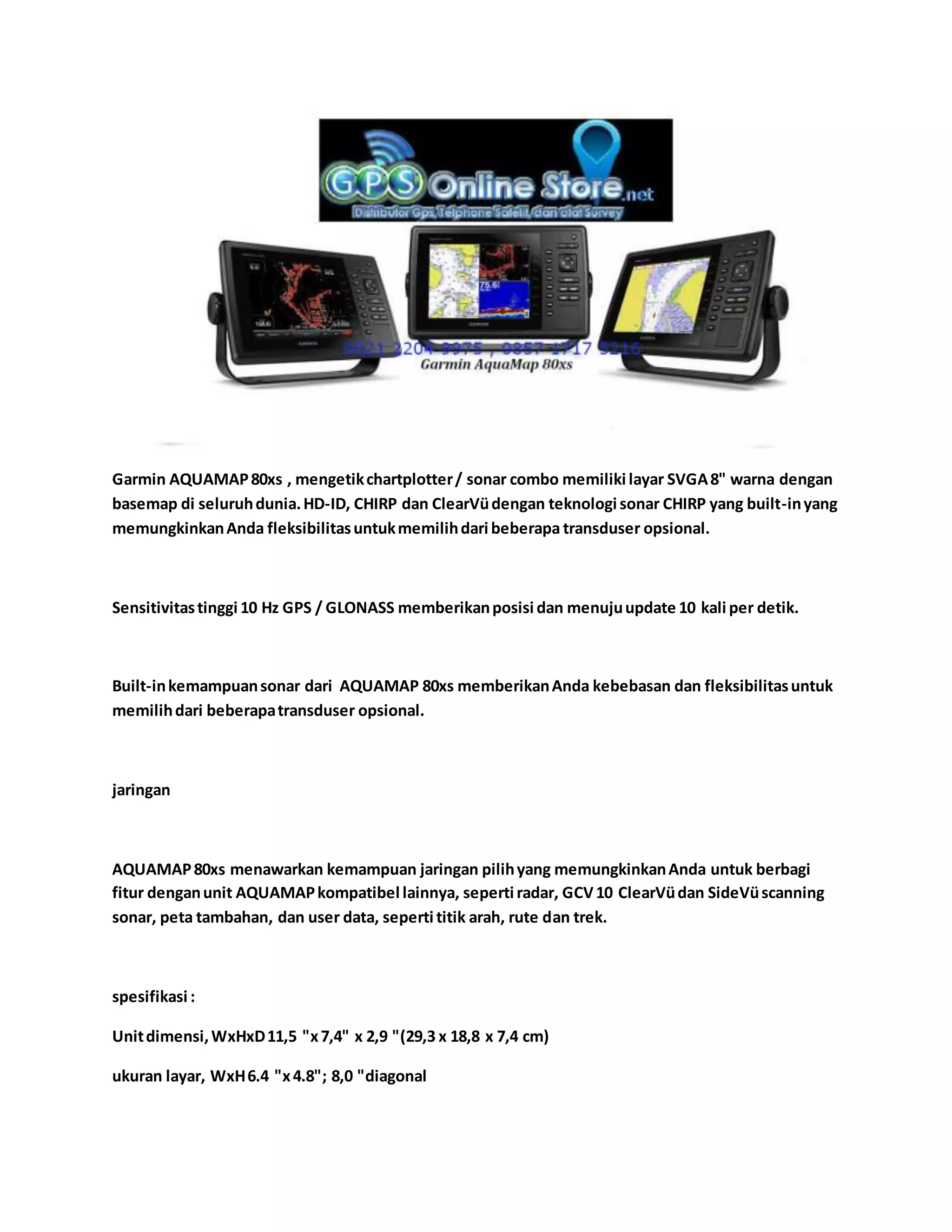 Garmin aquamap 80xs | PDF