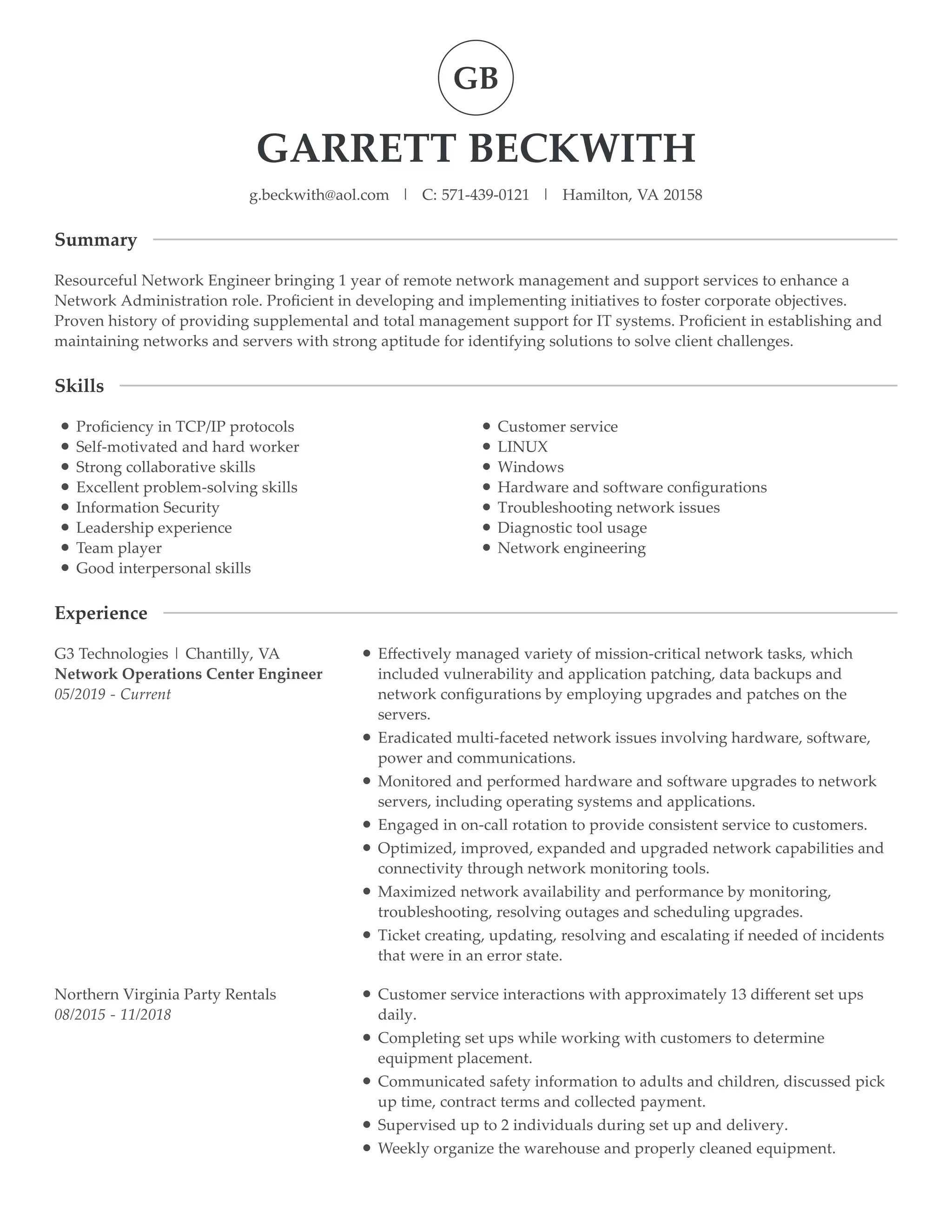 Garrett beckwith resume | PDF | Computer Networking | Computing
