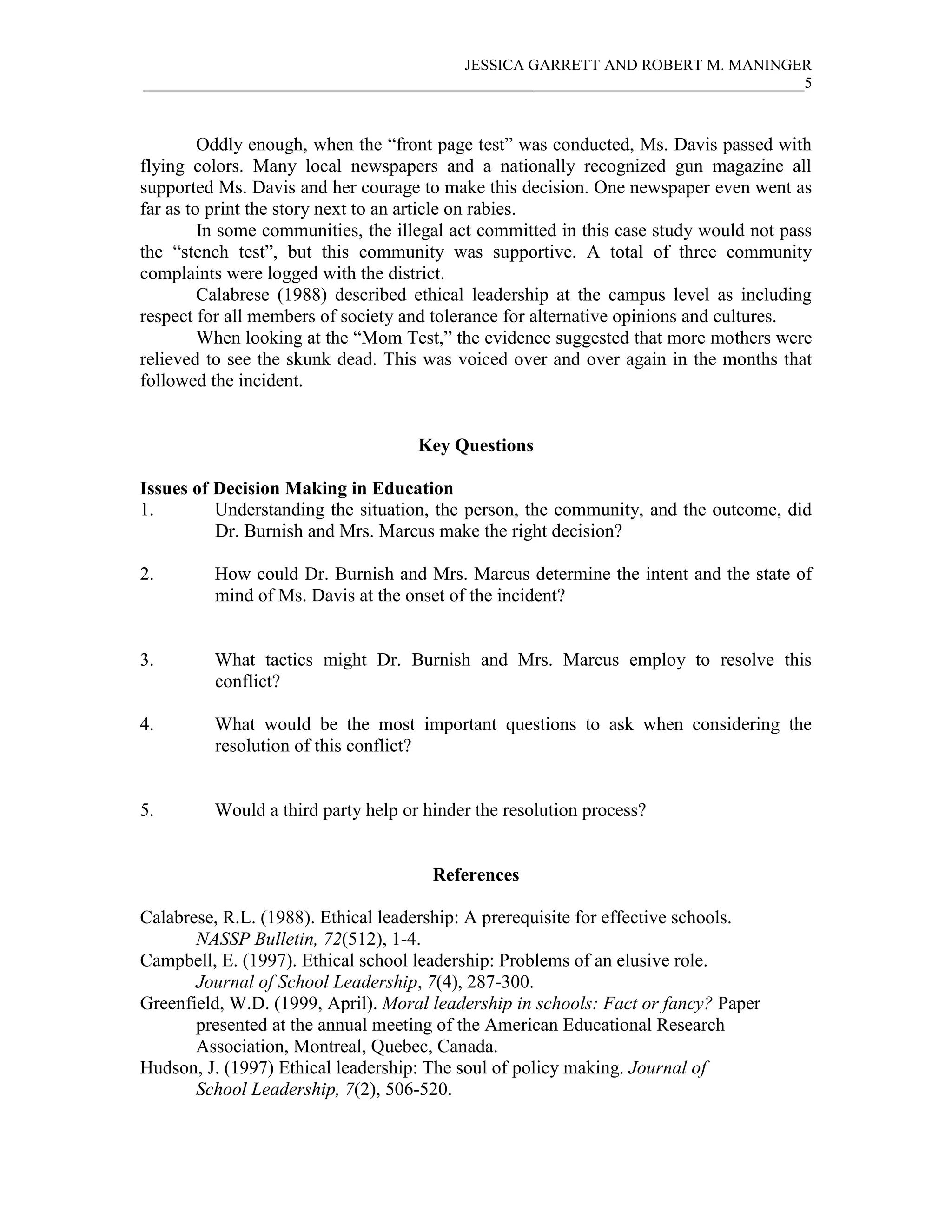 Garrett, jessica ethical leadership and decision making nfeasj v27 n4 ...