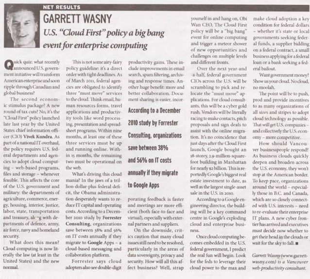 US Cloud First policy a big bang event for enterprise computing ...