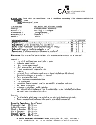 Garrett Wasny Accounting Courses and Evaluations | PDF | Education ...