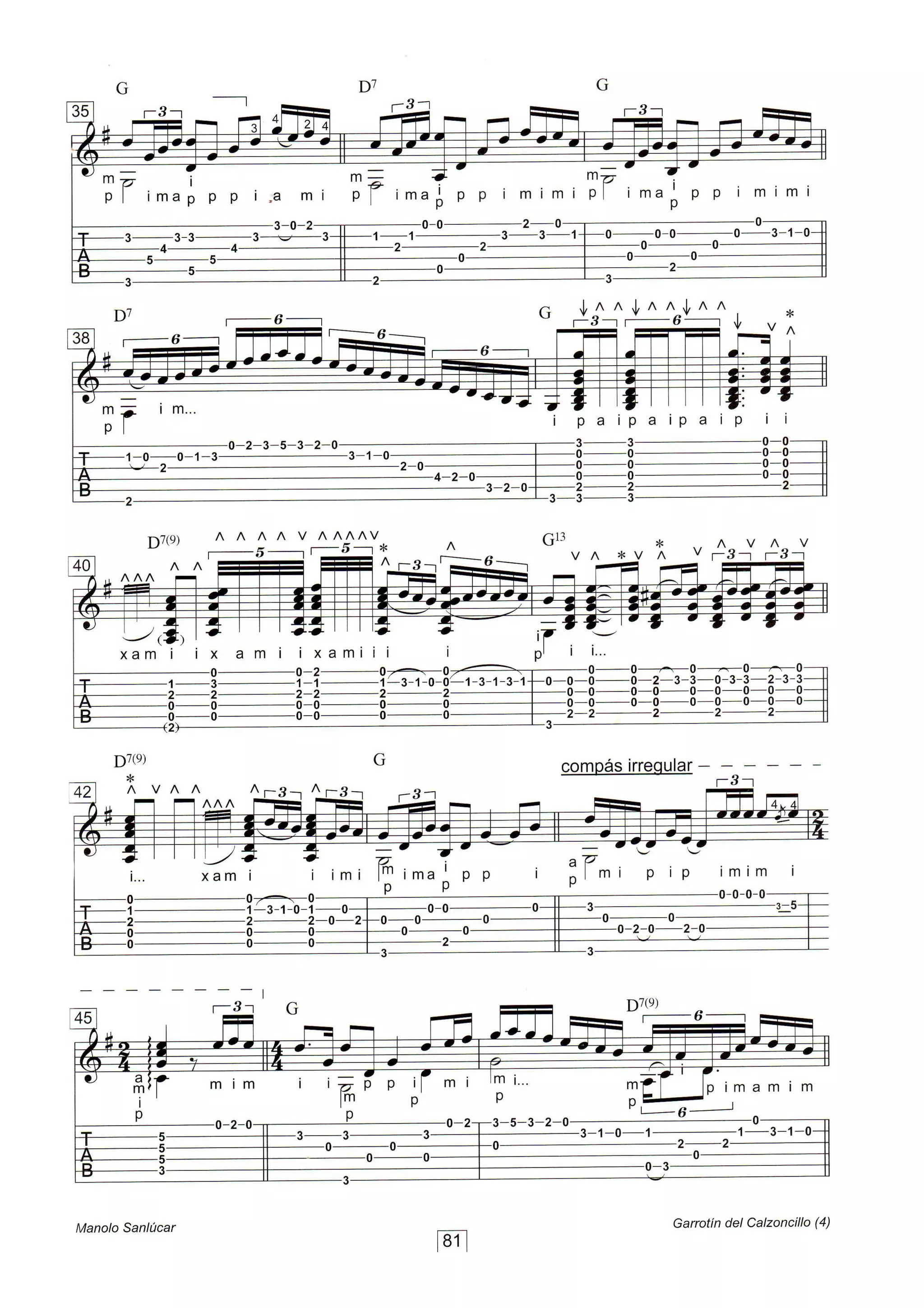 TABLATURAS FLAMENCO: del-calzoncillo-garrotin | PDF