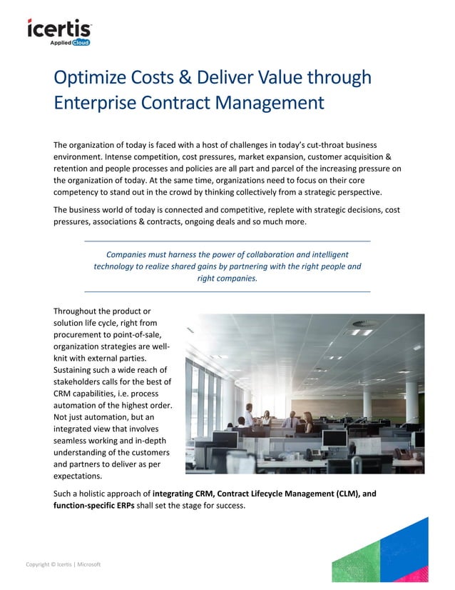 Optimize Costs & Deliver Value through Enterprise Contract Management Software | PDF