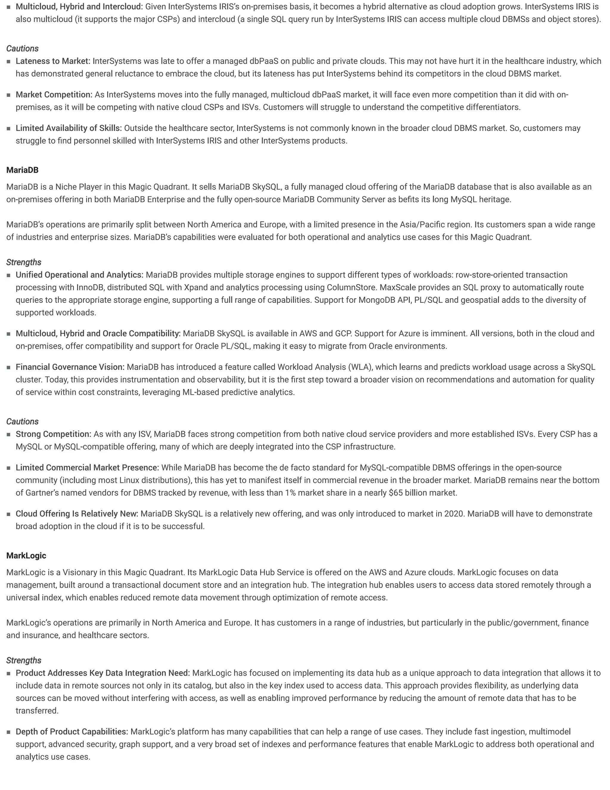 Gartner 2021 Magic Quadrant For Cloud Database Management Systems Pdf