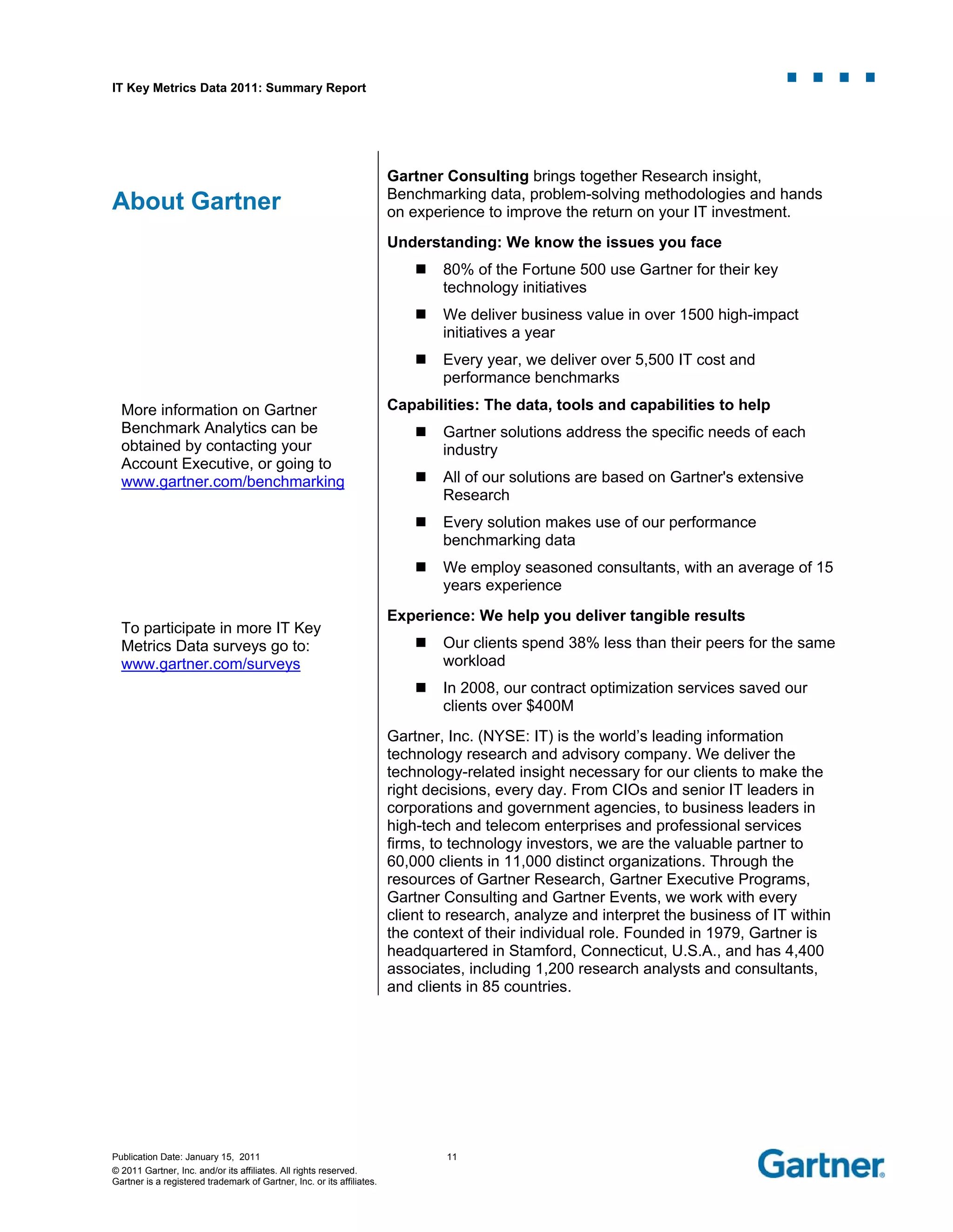 Gartner IT Enterprise Key Metrics Data 2011 | PDF