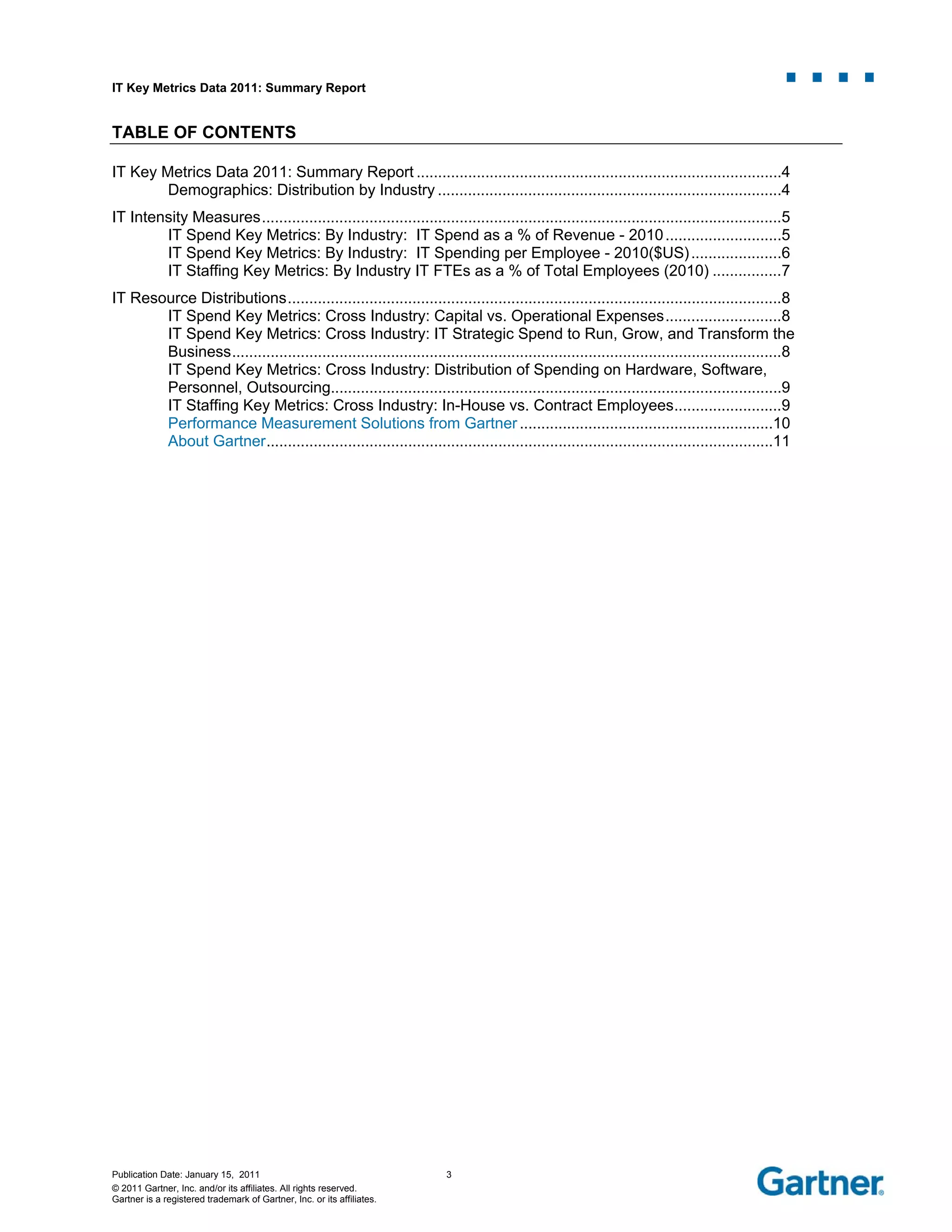 Gartner IT Enterprise Key Metrics Data 2011 | PDF