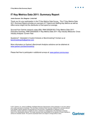 Gartner IT Enterprise Key Metrics Data 2011 | PDF