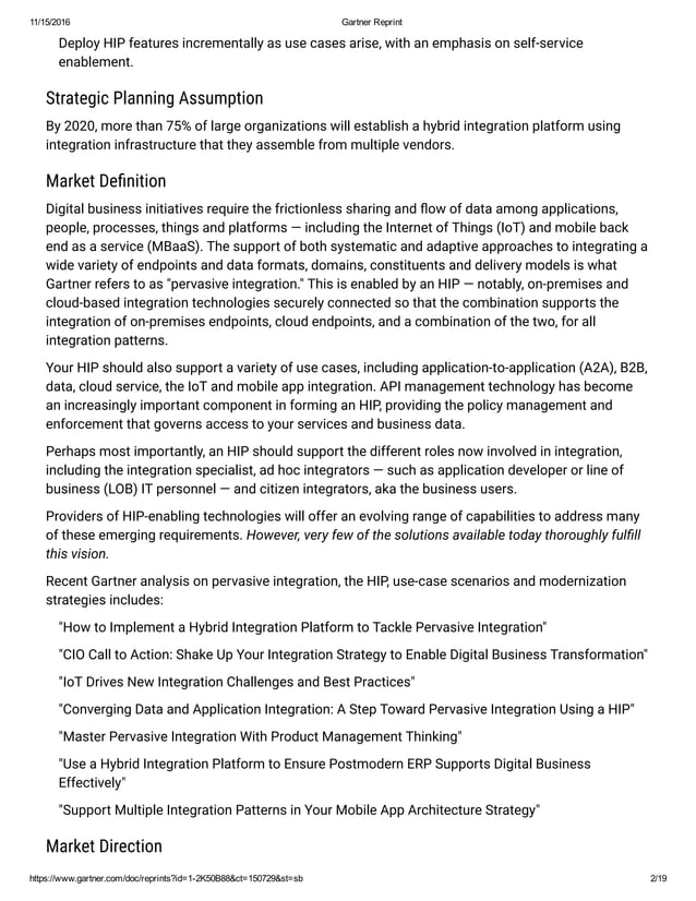 Gartner market guide for hybrid integration platform enabling ...
