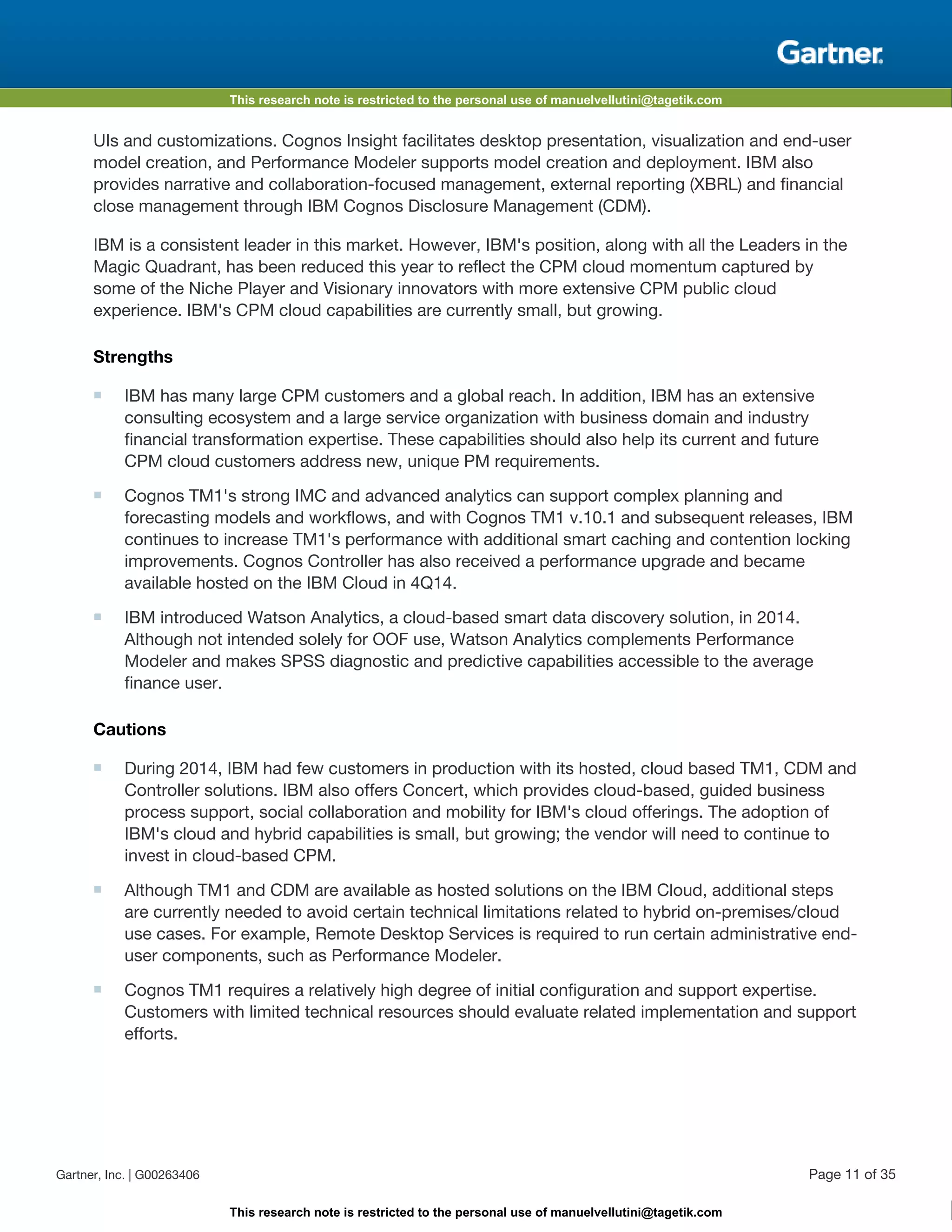 Gartner Magic Quadrant for Corporate Performance Management Suites | PDF