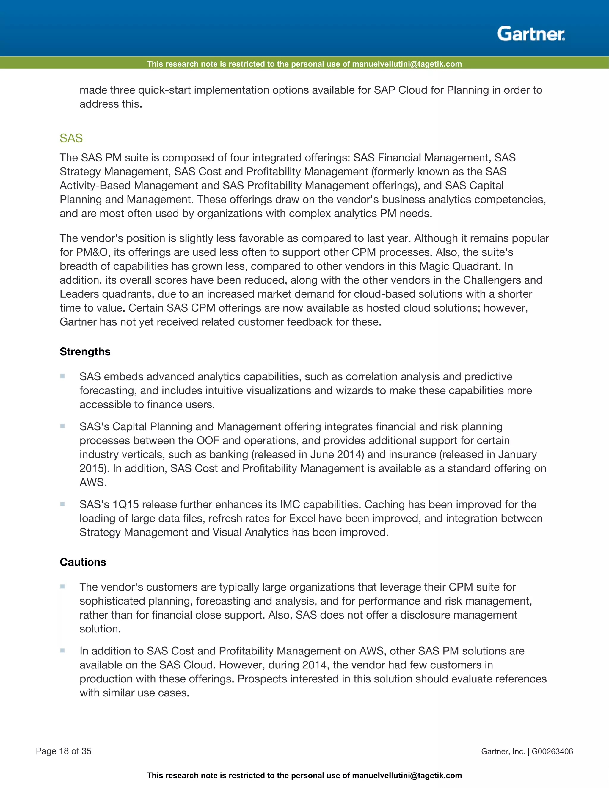 Gartner Magic Quadrant for Corporate Performance Management Suites | PDF