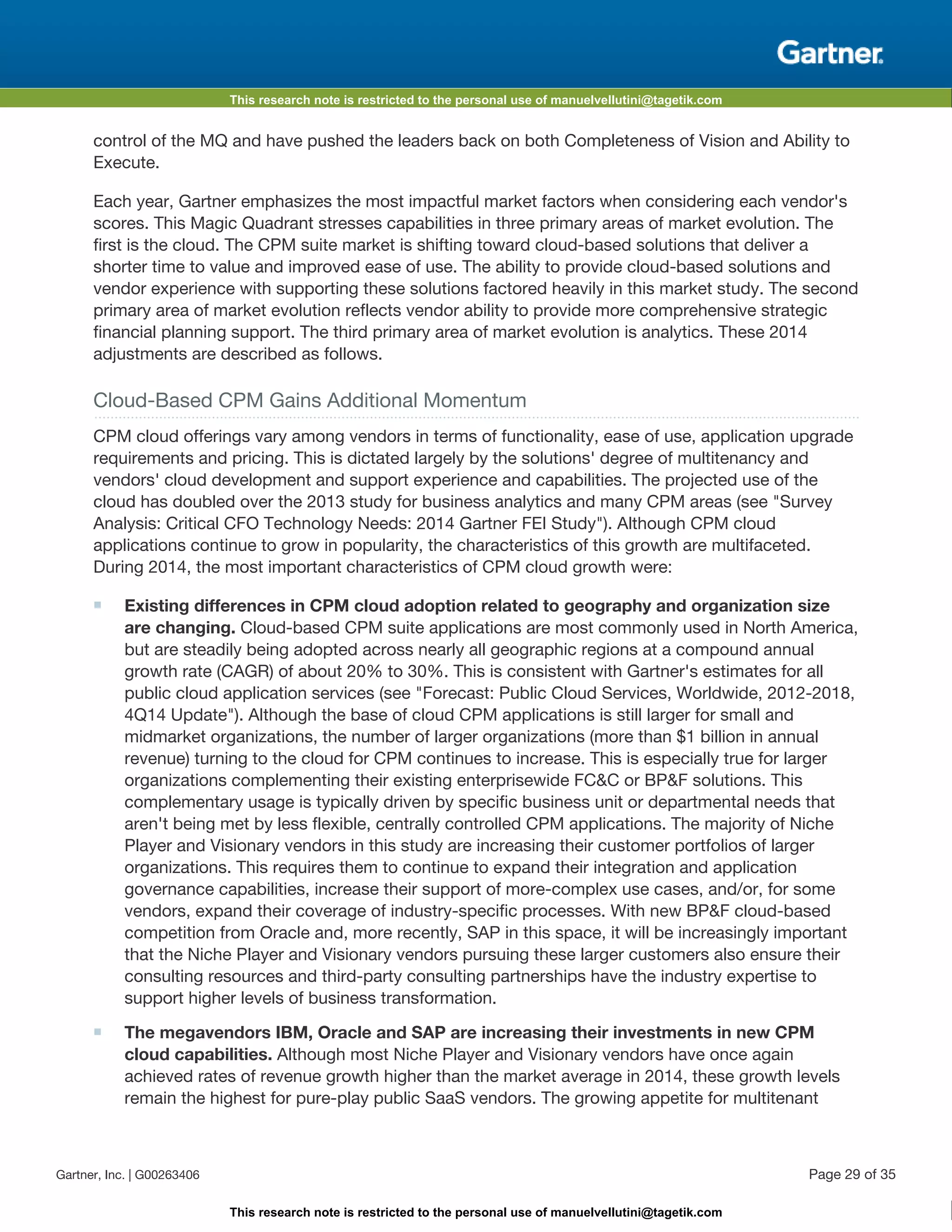 Gartner Magic Quadrant for Corporate Performance Management Suites | PDF