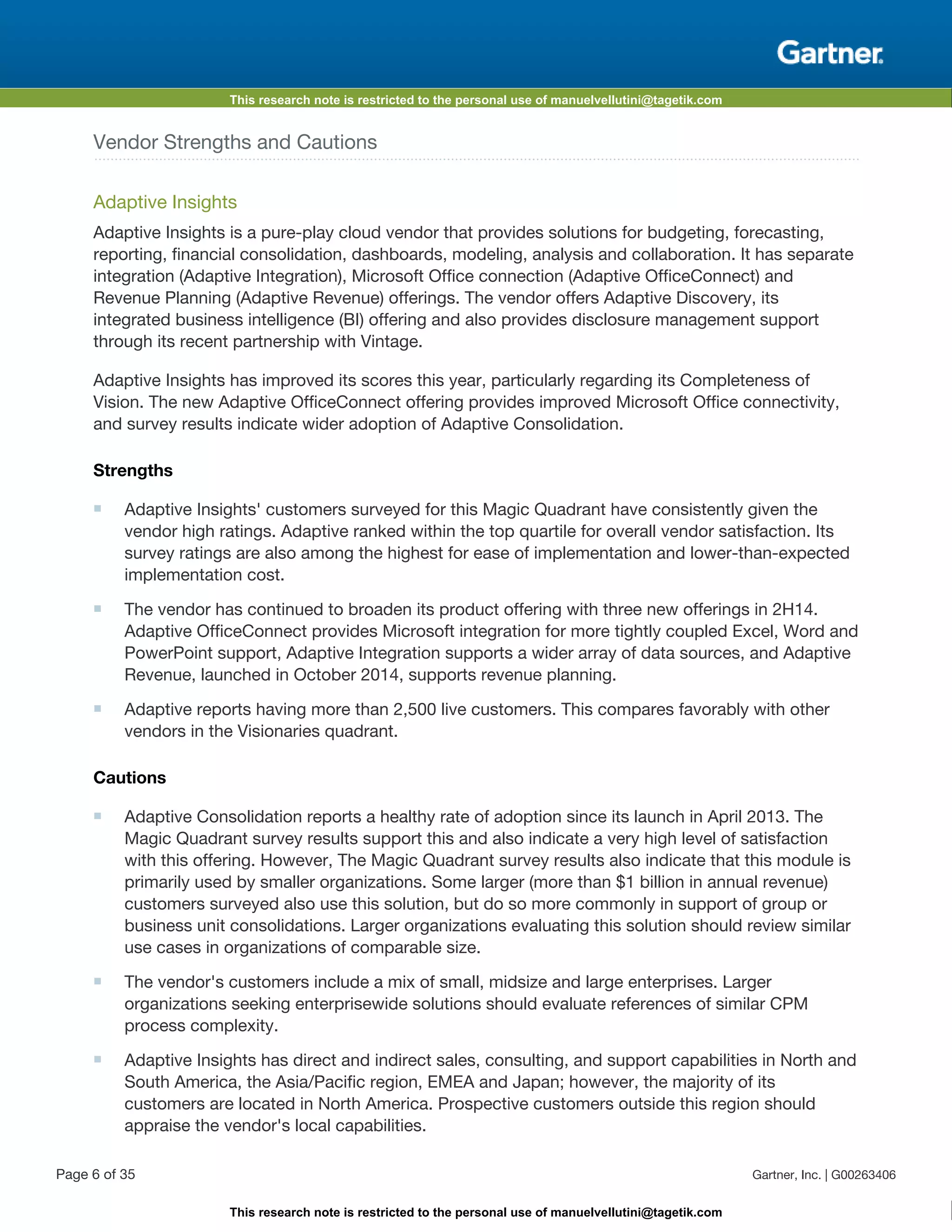 Gartner Magic Quadrant for Corporate Performance Management Suites | PDF