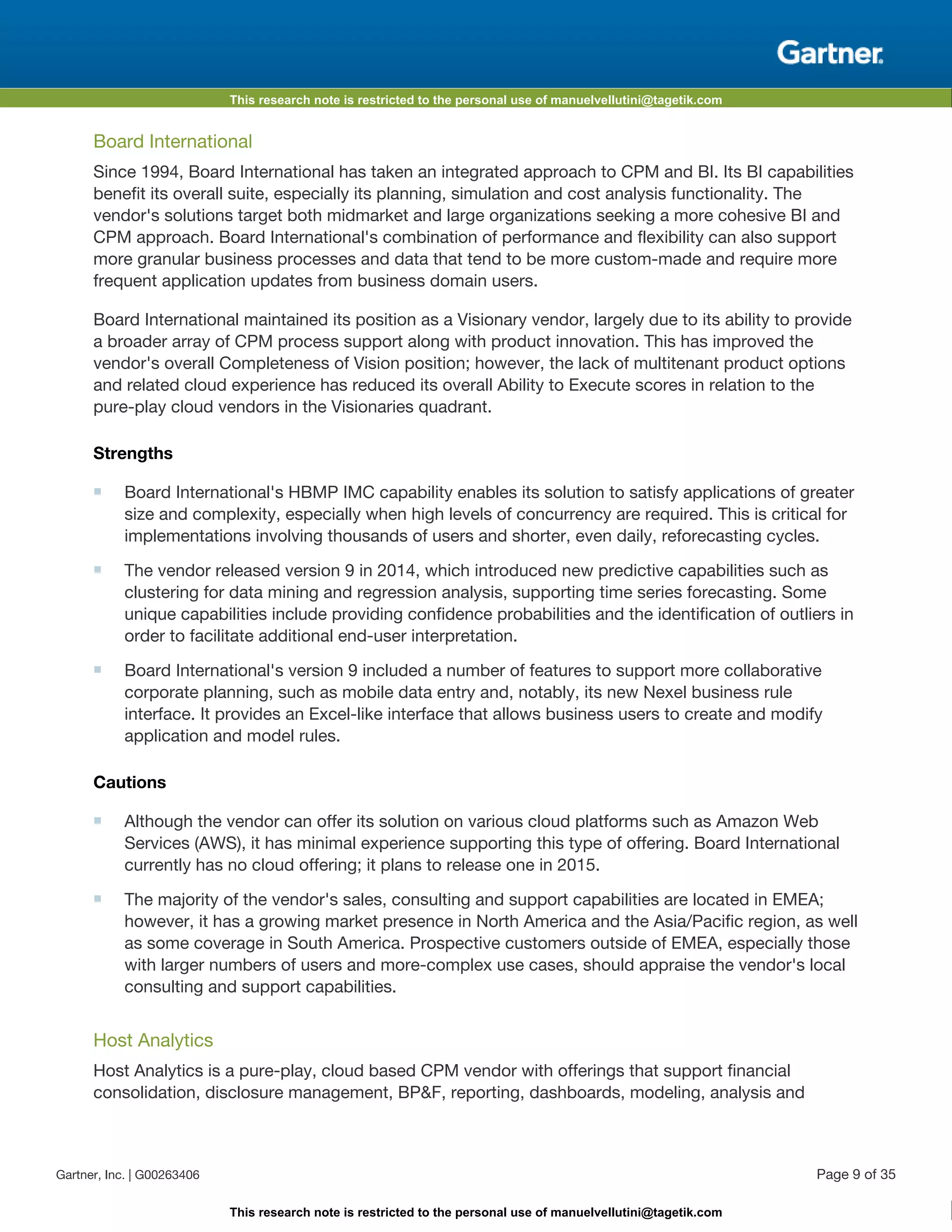 Gartner Magic Quadrant for Corporate Performance Management Suites | PDF