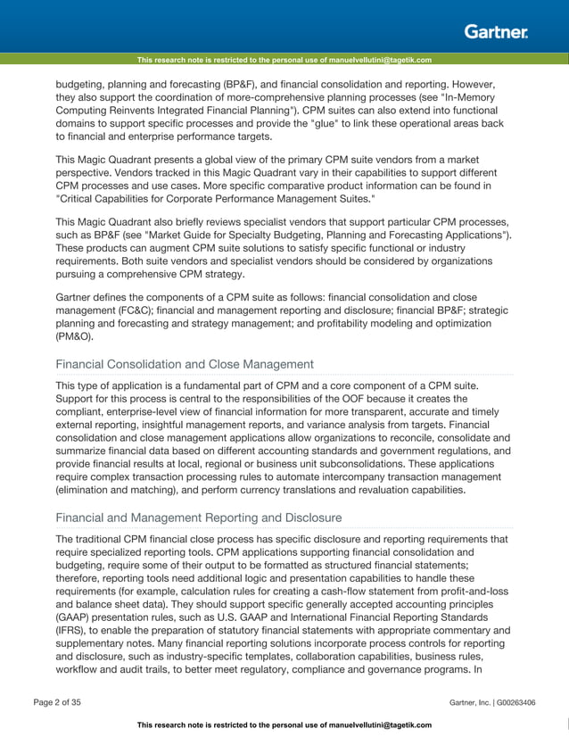 Gartner Magic Quadrant for Corporate Performance Management Suites ...