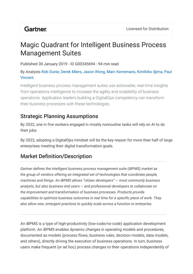 Gartner report on business process modeling | PDF | Business | Business ...