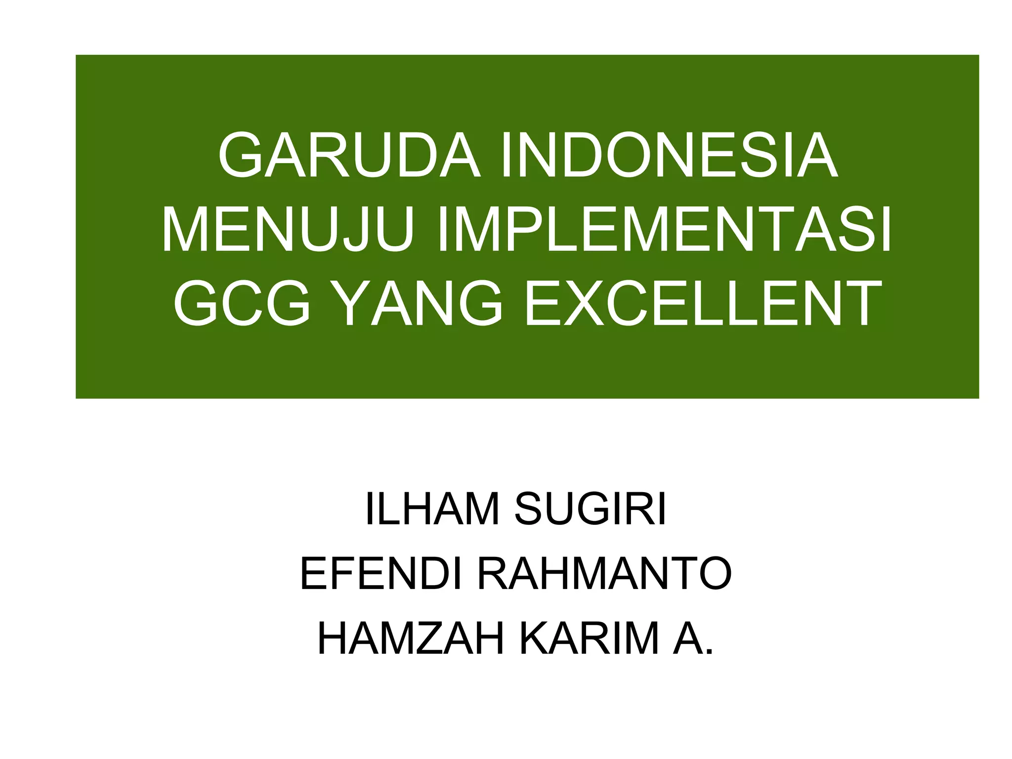 Garuda Indonesia Menuju Implementasi GCG | PDF