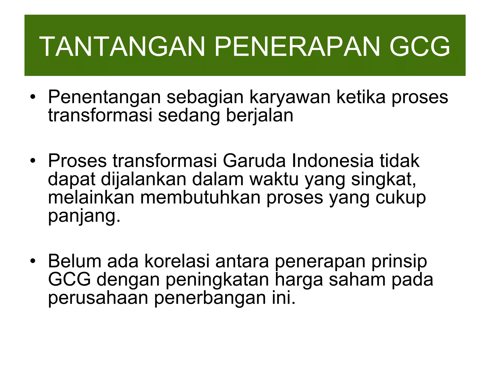 Garuda Indonesia Menuju Implementasi GCG | PDF