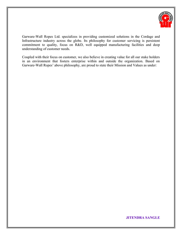Garware Wall Ropes LTD. | DOC | Manufacturing Industry | Industries