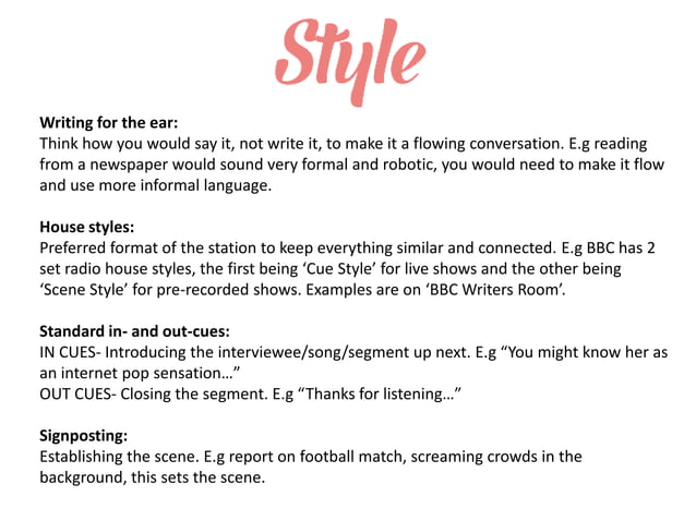 Gary assignment 1 scriptwriting for radio | PPT