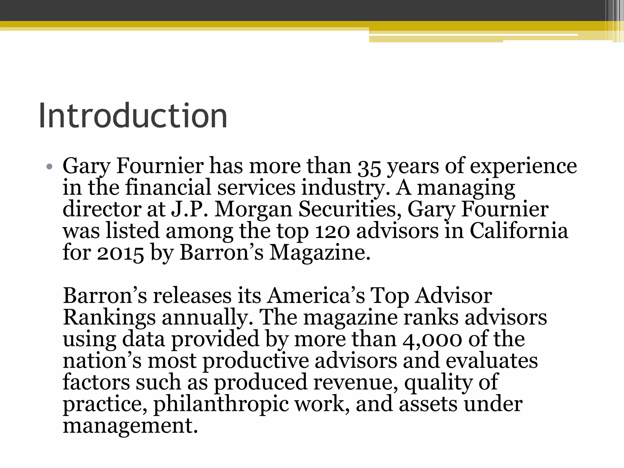 Gary Fournier Ranks among Barron’s Top 120 California Advisors | PPT