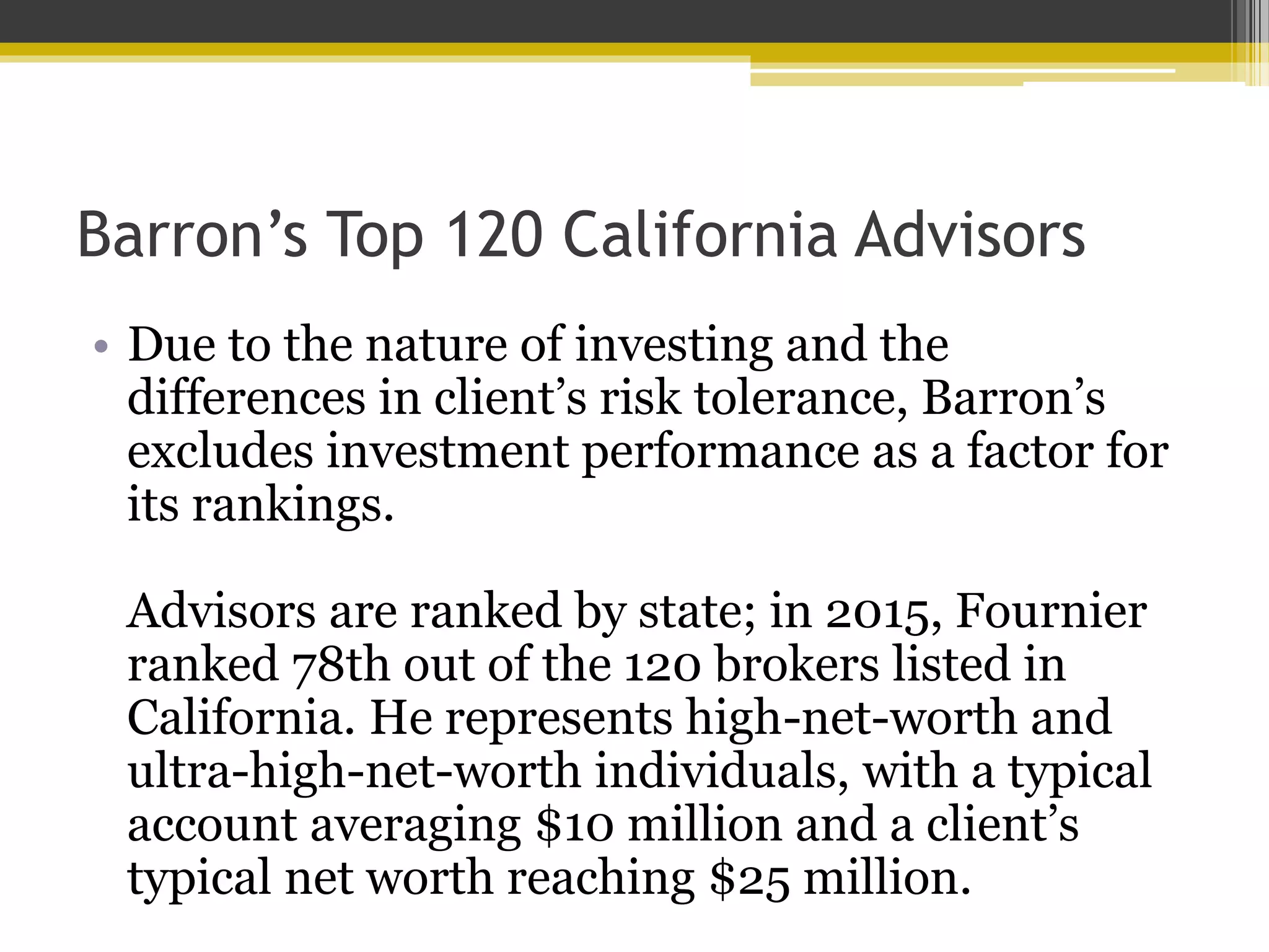 Gary Fournier Ranks among Barron’s Top 120 California Advisors | PPT