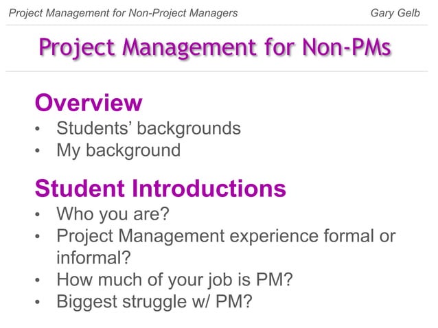 Project Management for the Non-Project Manager | PPTX | Business ...