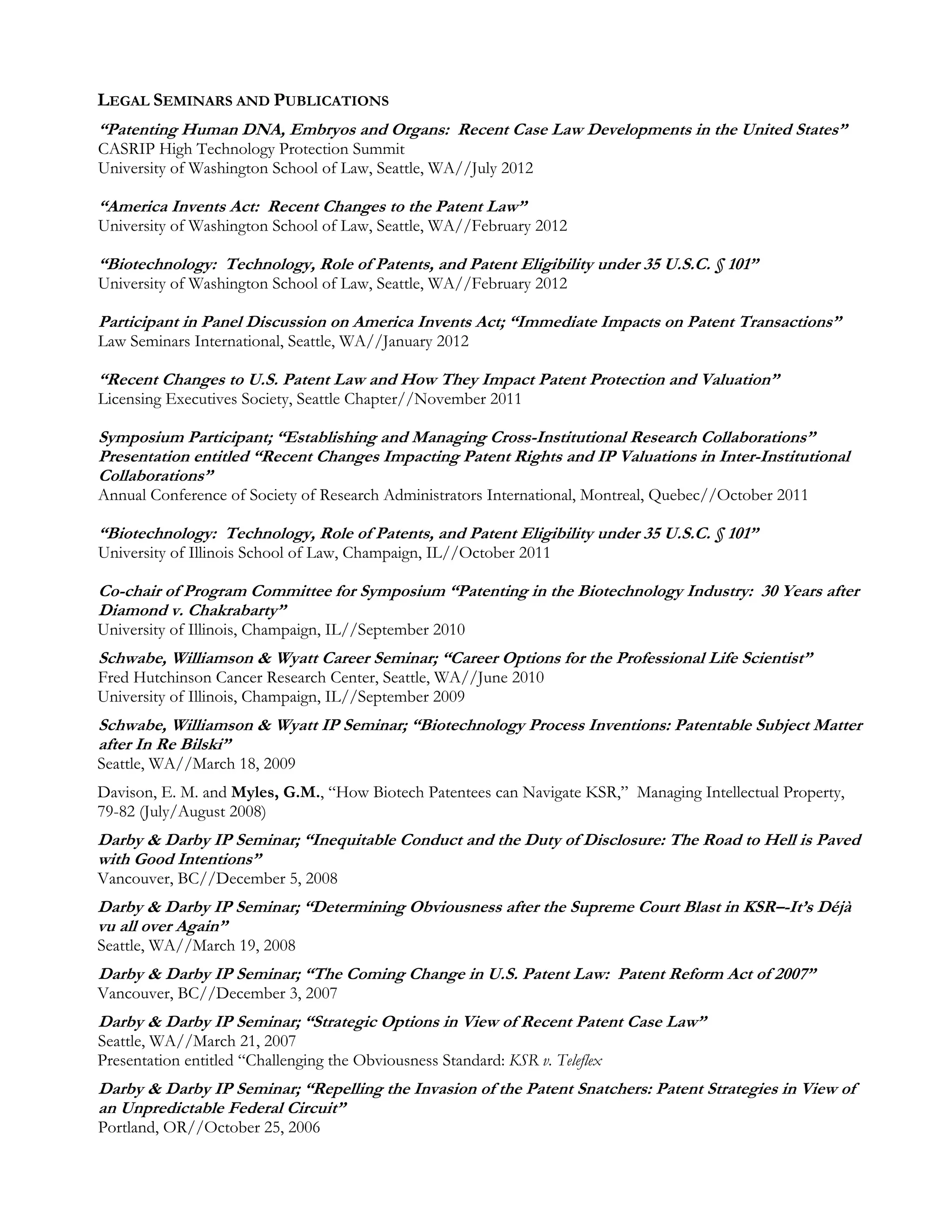 Gary M. Myles, J.D., Ph.D. -- Biotechnology, Life Sciences, and ...