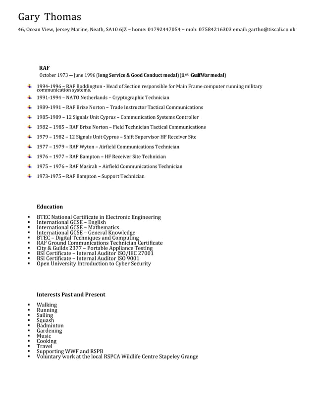 Gary's cv 2016 | PDF | Business Utilities | Business