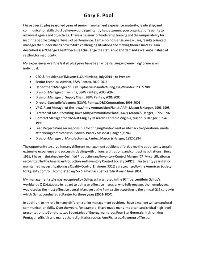 Gary's resume 011915 | DOCX | Business Administration | Business