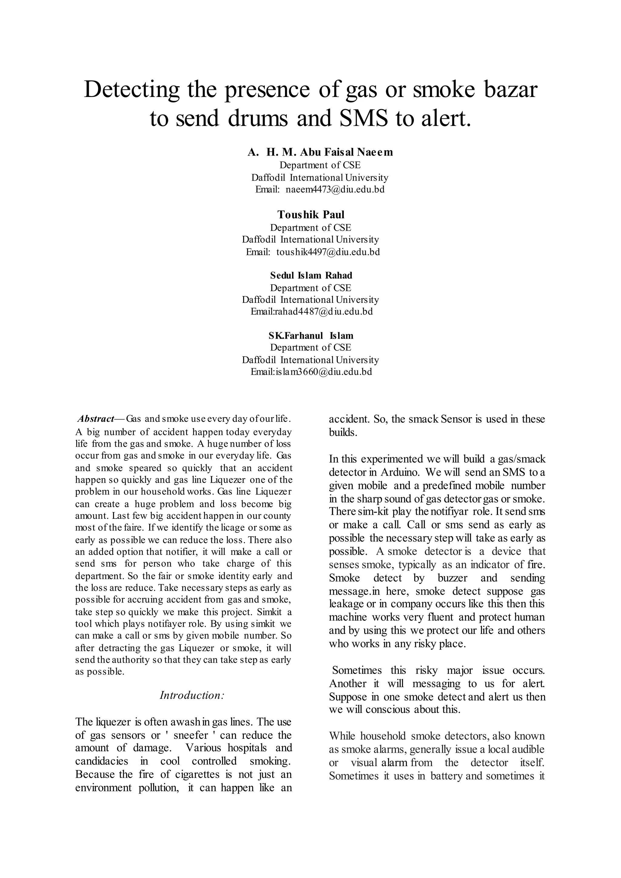 Gas & smoke detector Report | DOCX