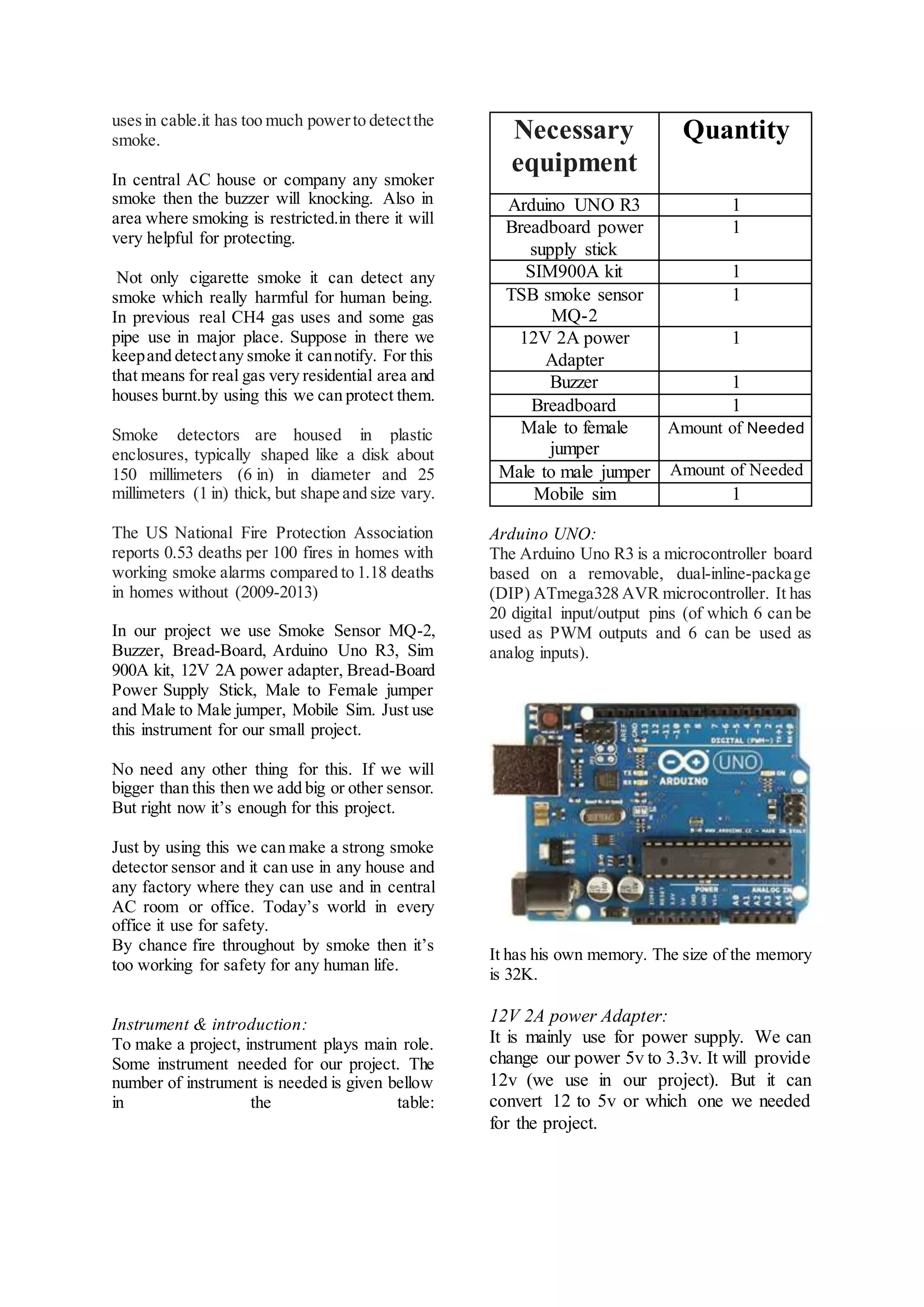 Gas & smoke detector Report | DOCX