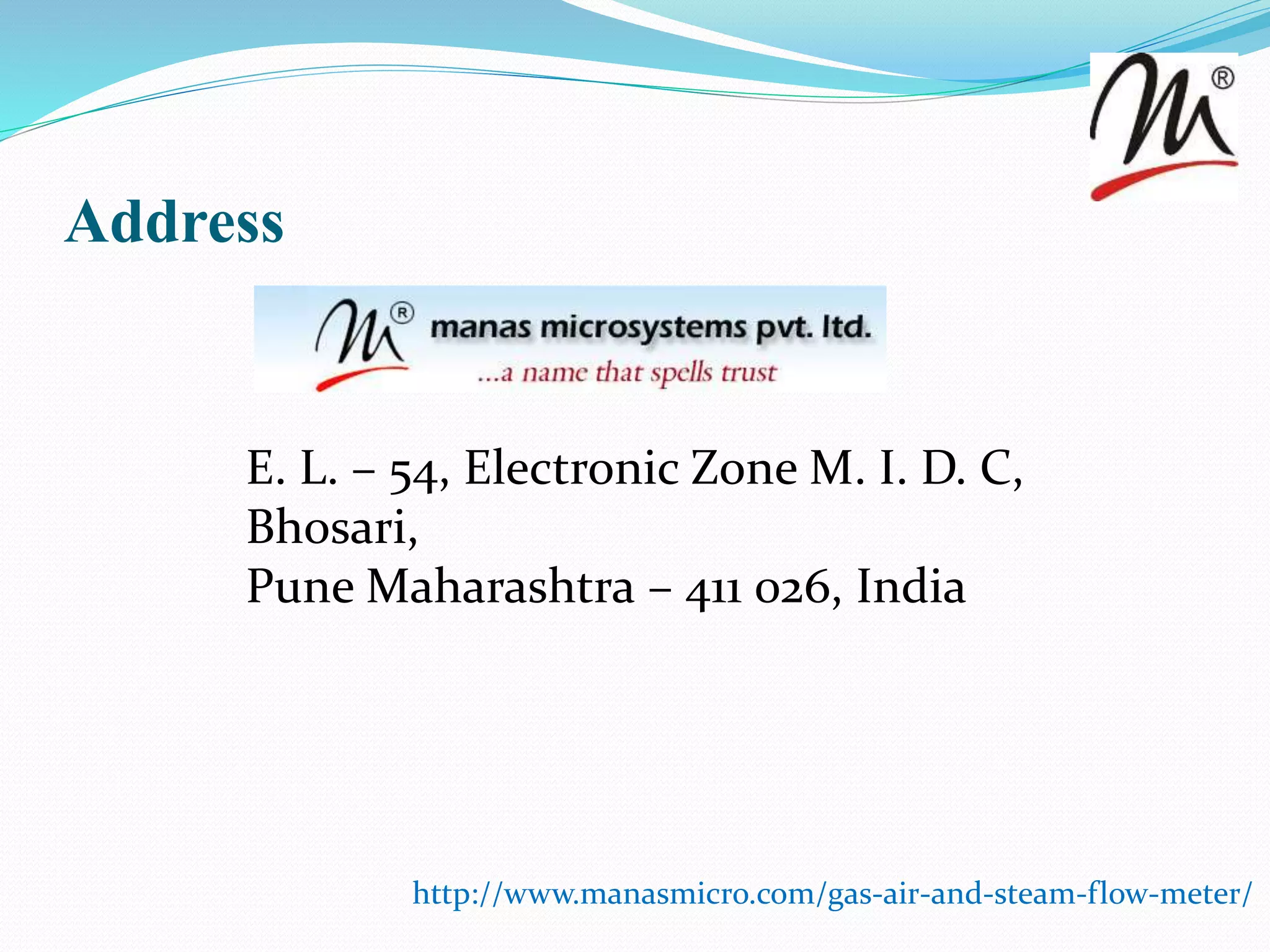 Gas, Air and Steam Flow Meter | Manas Microsystems Pvt. Ltd. | PPTX