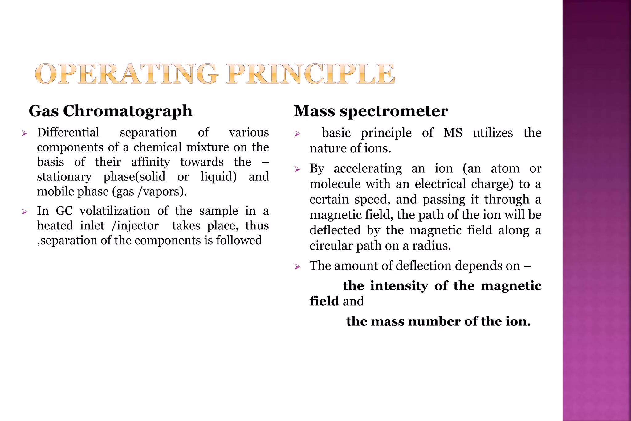 Gas chromatography mass spectrometry ppt | PPTX