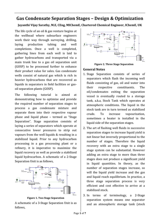 Gas Condensate Separation Stages – Design & Optimization | PDF