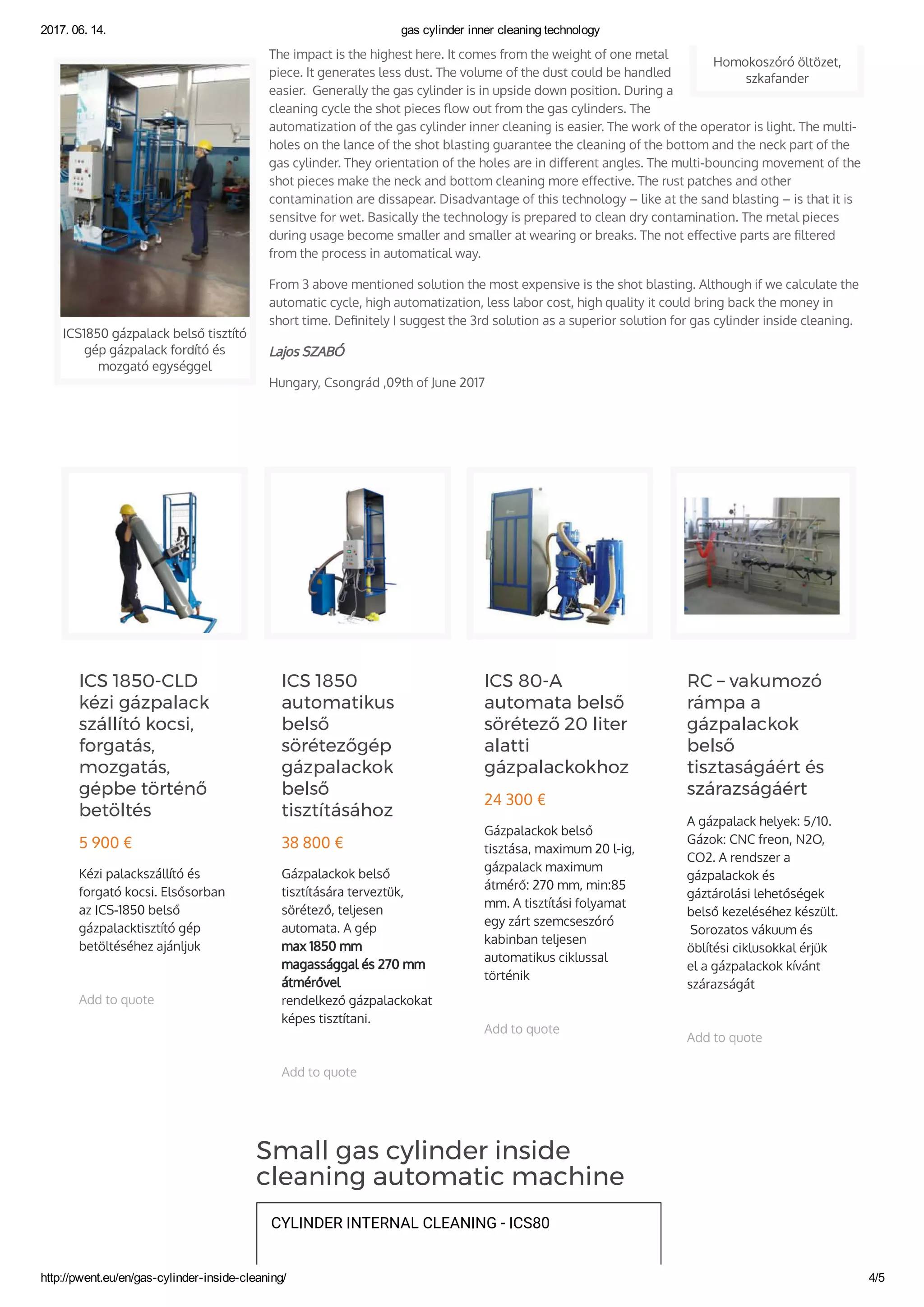 Gas cylinder inner cleaning technology | PDF