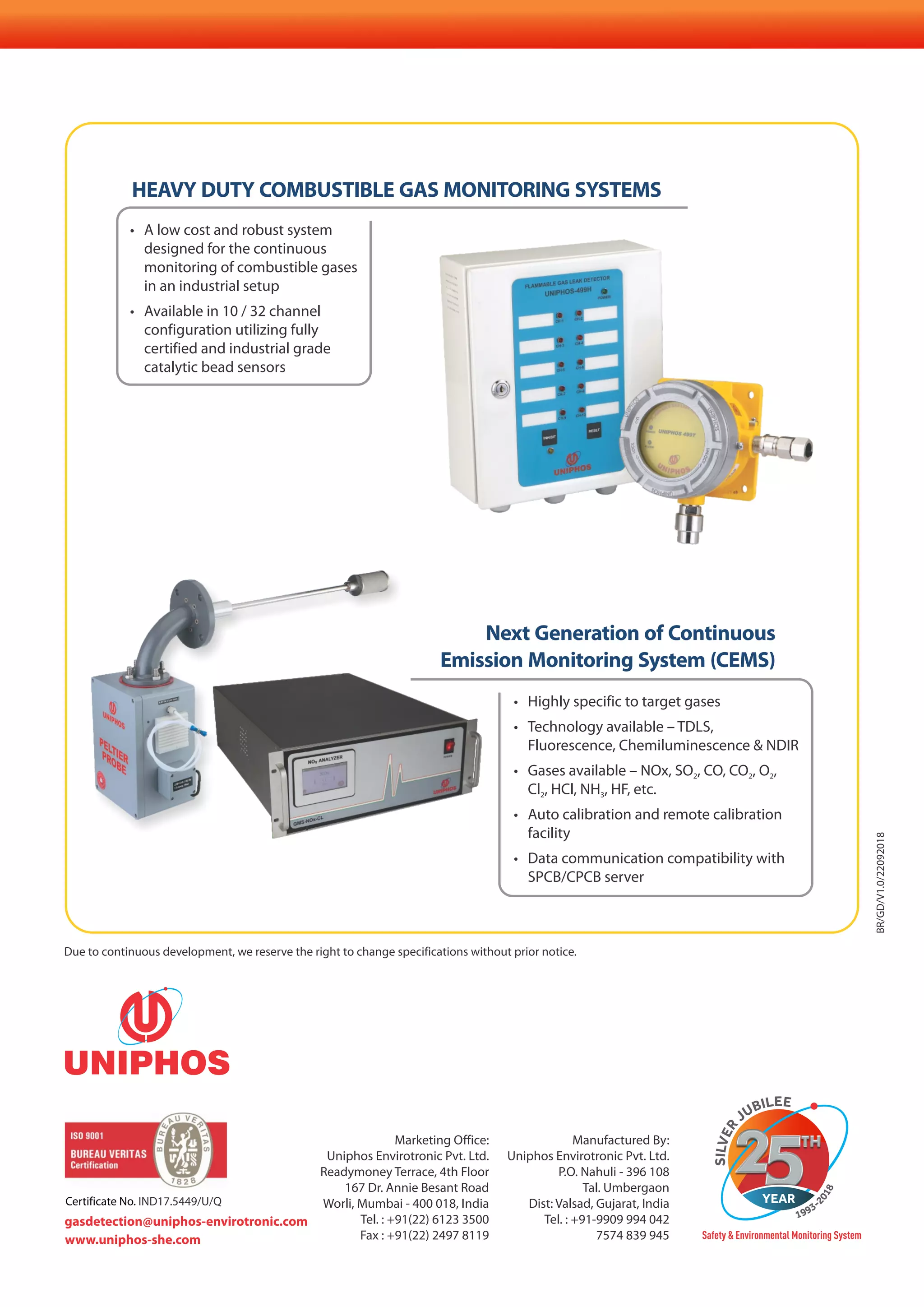 UNIPHOS Gas Detection & Monitoring Products | PDF