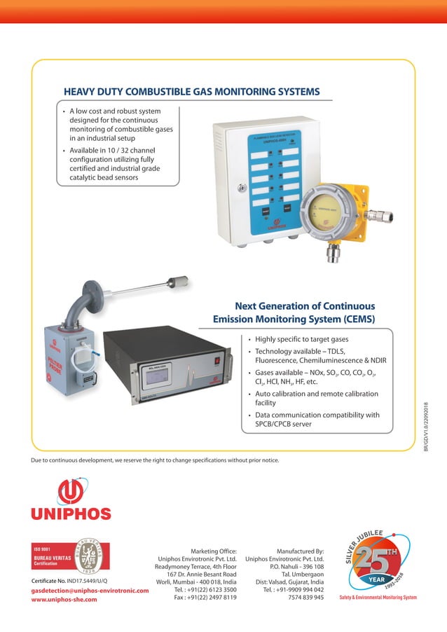 UNIPHOS Gas Detection & Monitoring Products | PDF | Chemistry | Science