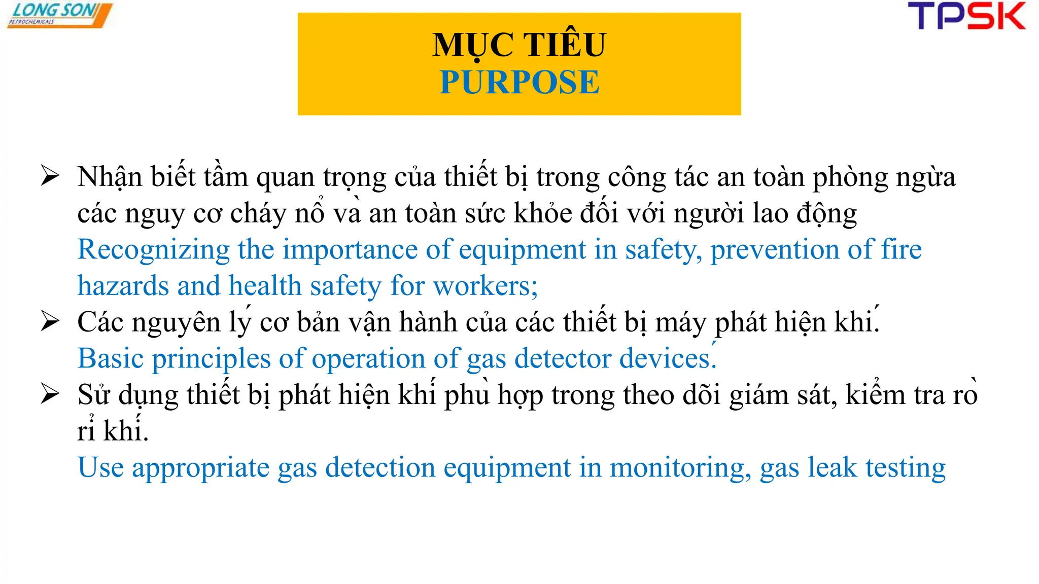 GAS DETECTOR AWAREENESS training for Long Son Project .pptx