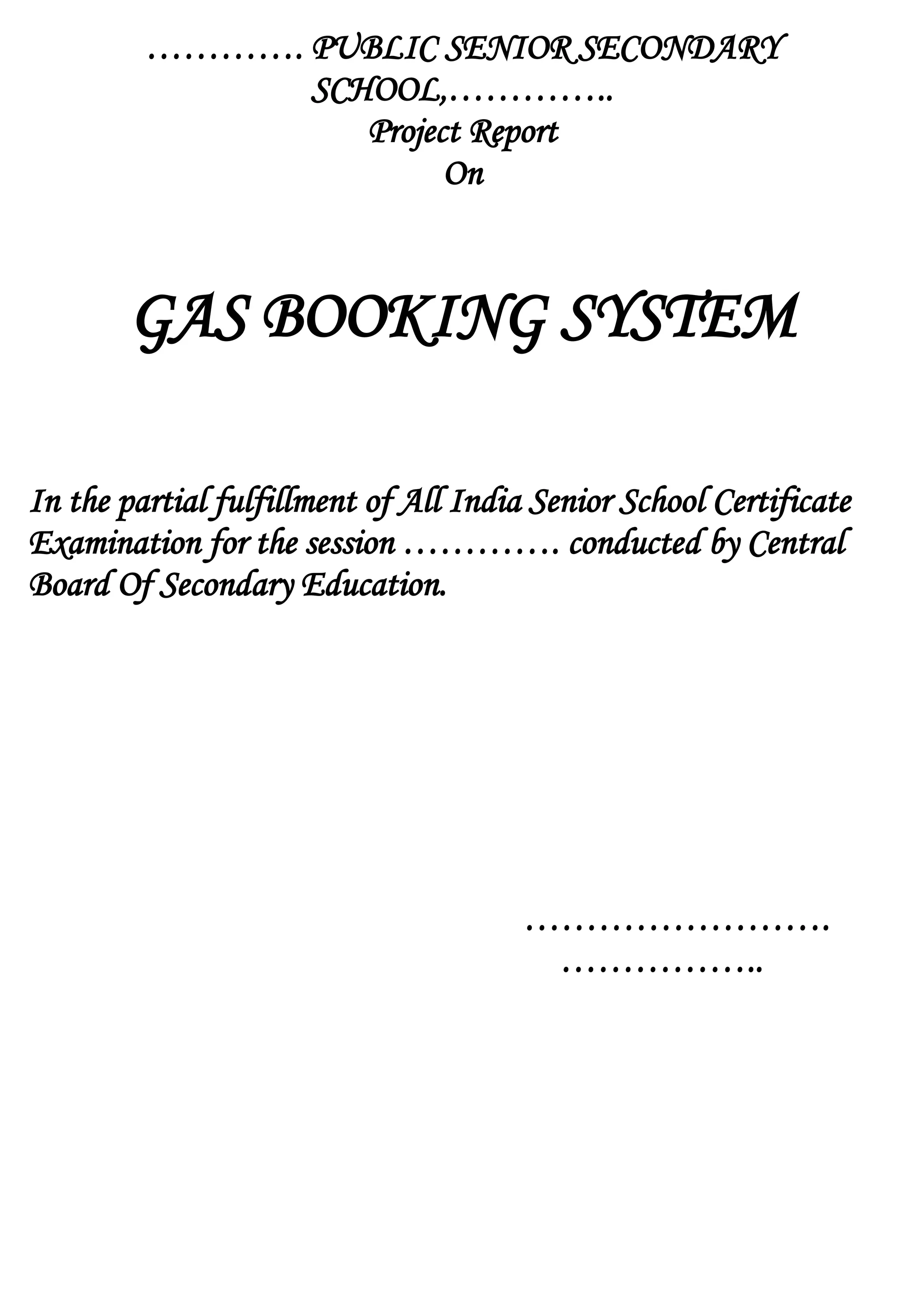 project report on Gas booking system in c++ | PDF