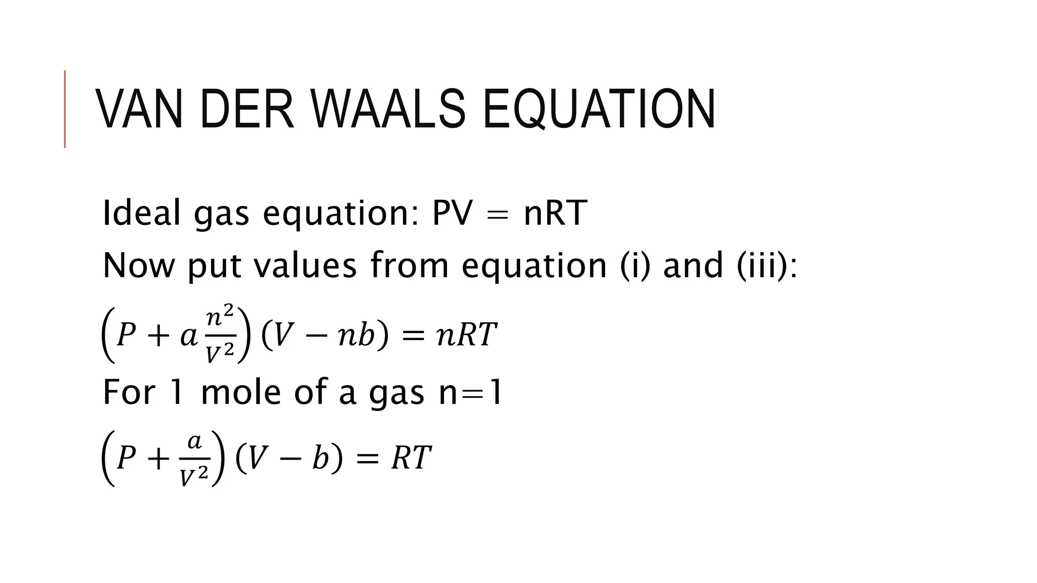 Vander Waals Equation | PPTX