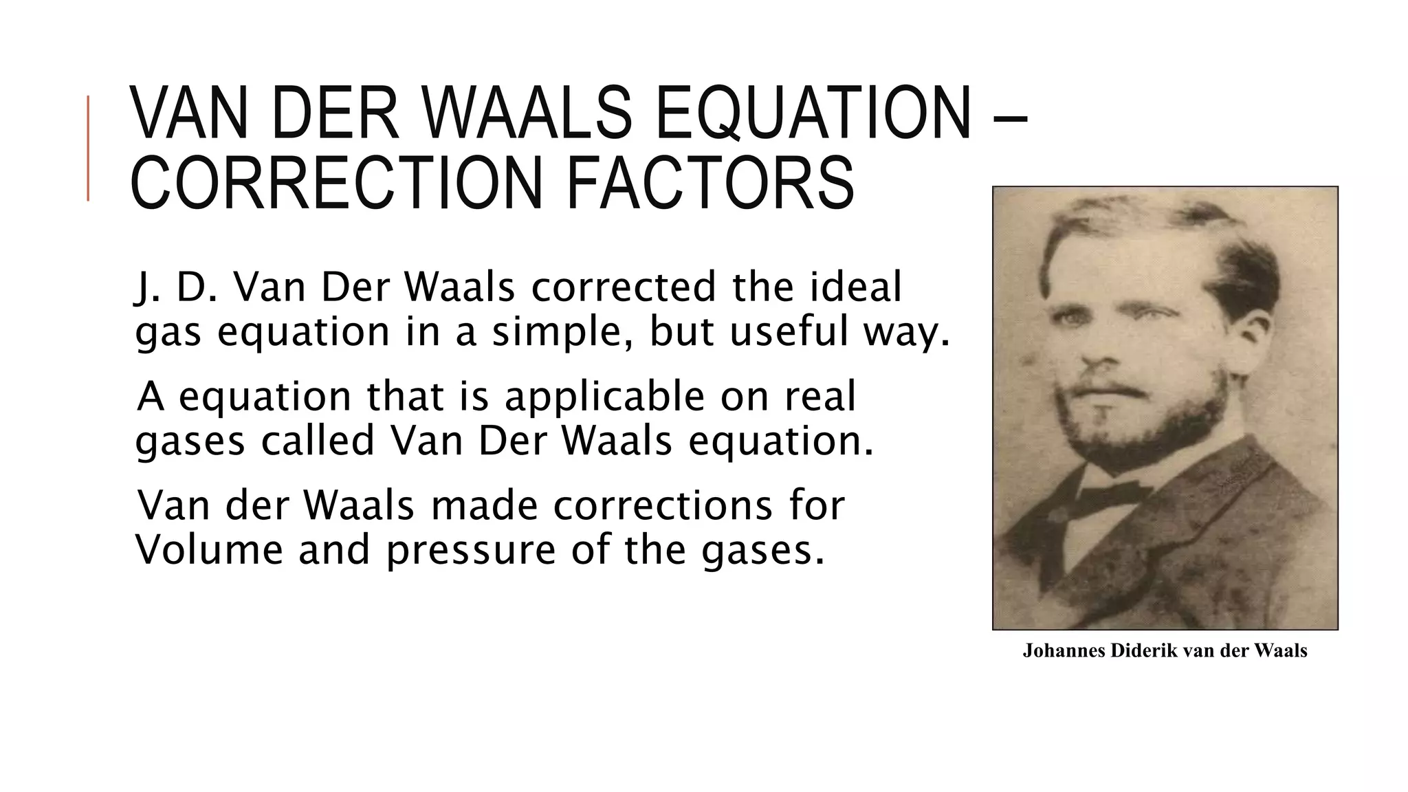Vander Waals Equation | PPTX