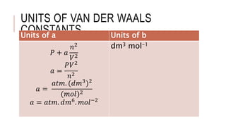 Vander Waals Equation | PPTX