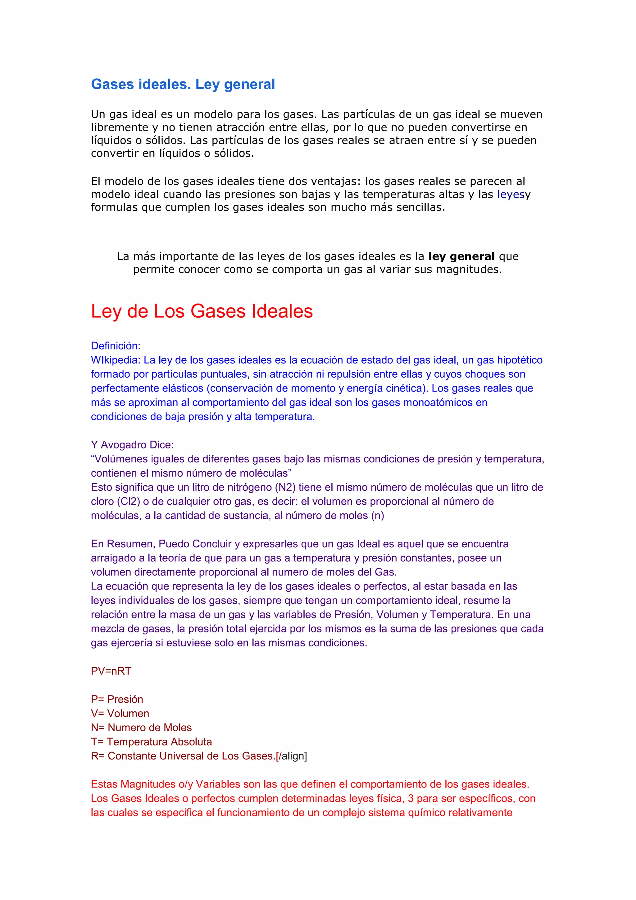 Gases ideales | DOCX