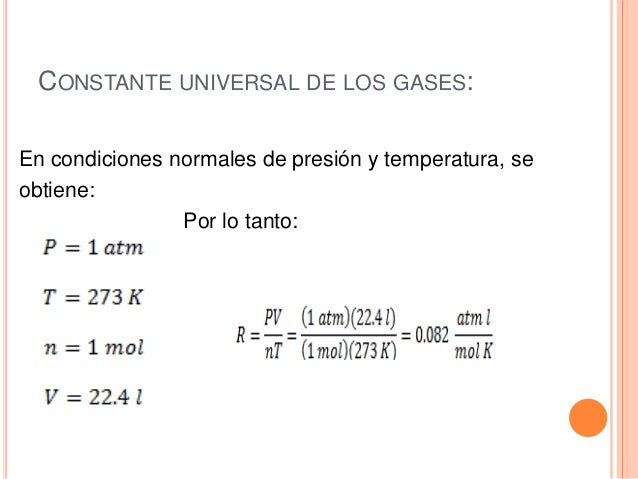 Constante Universal De Gases , Ley general de los gases – YTRD