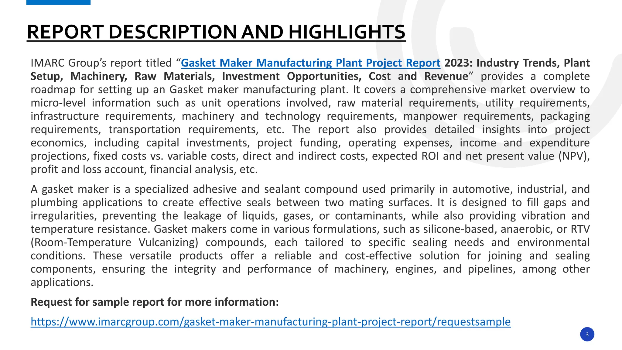 Setting Up a Successful Gasket Maker Manufacturing Unit: DPR | PPTX