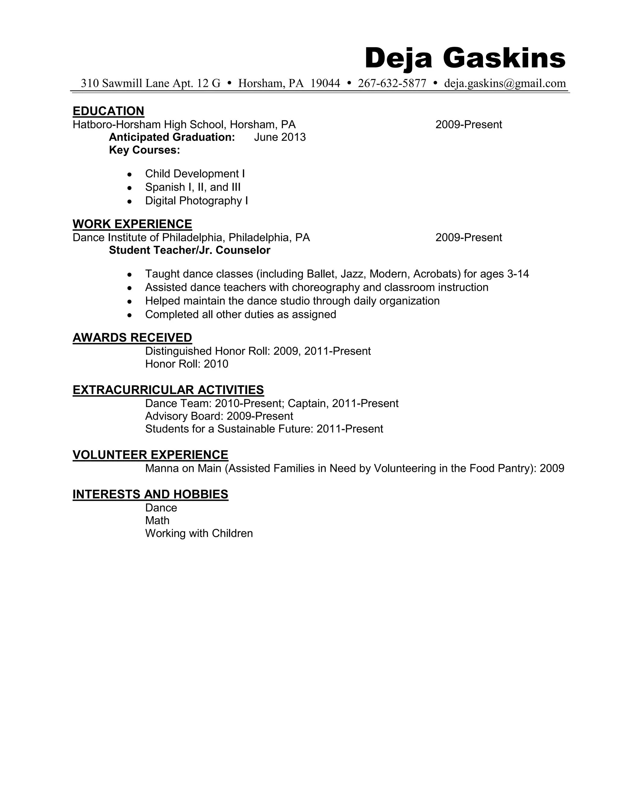 Gaskins, resume | DOCX