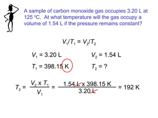 Gas law and partial pressures | PPT