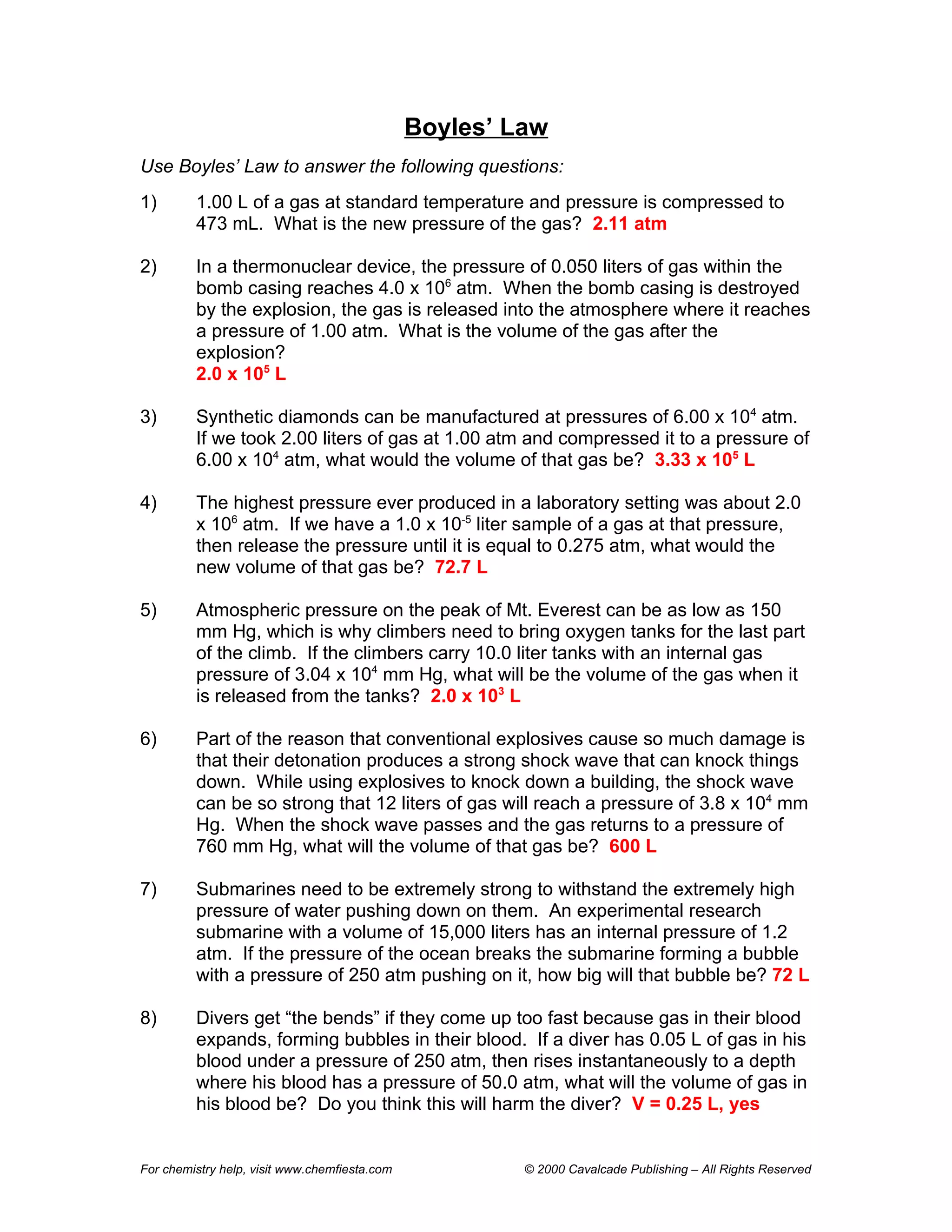 Gas law packet answers | DOC